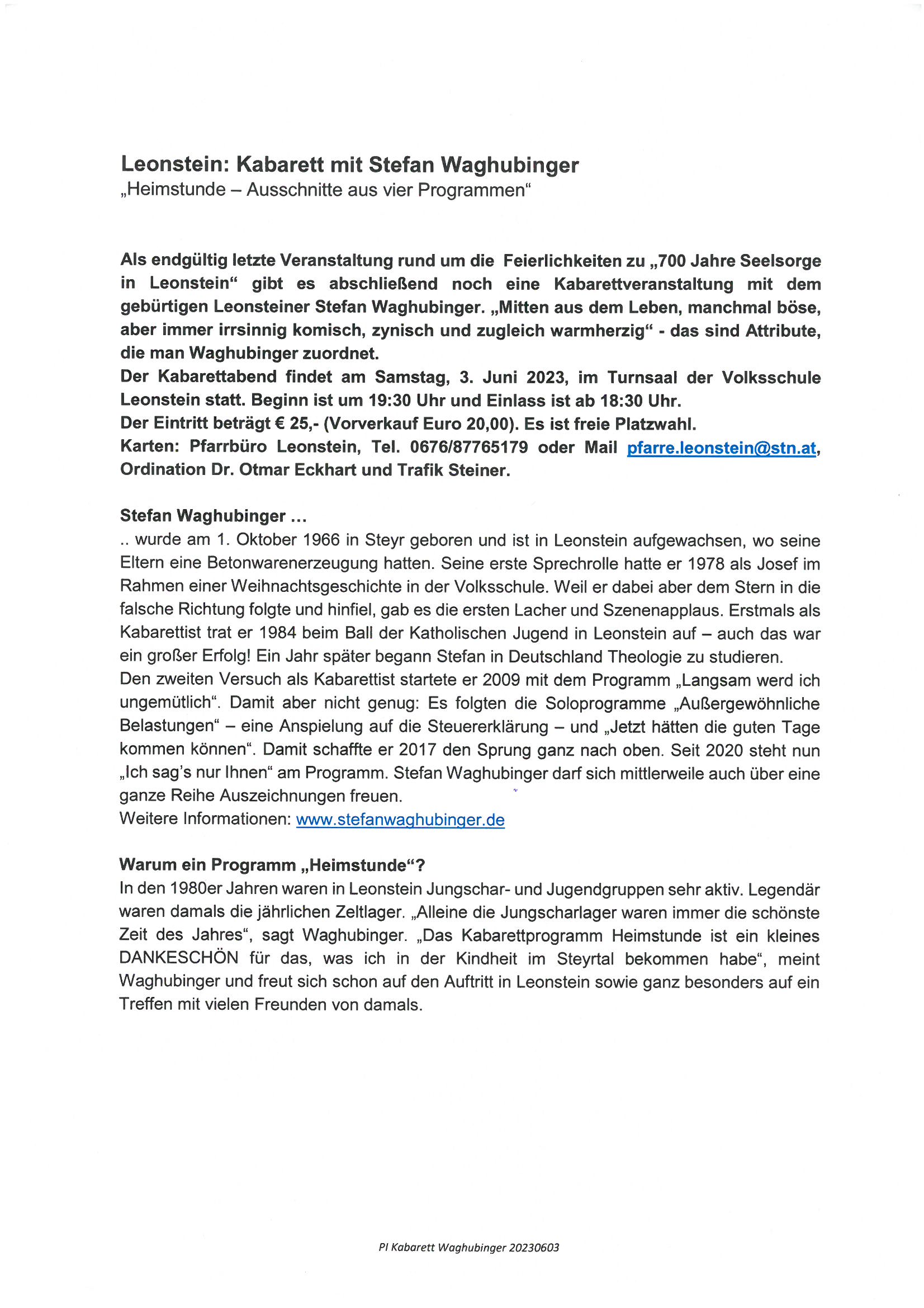 Kabarett mit Stefan Waghubinger